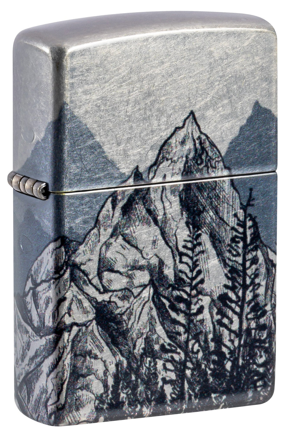 Zippo Mountain Sketch Design 540 Tumbled Chrome Windproof Lighter ...